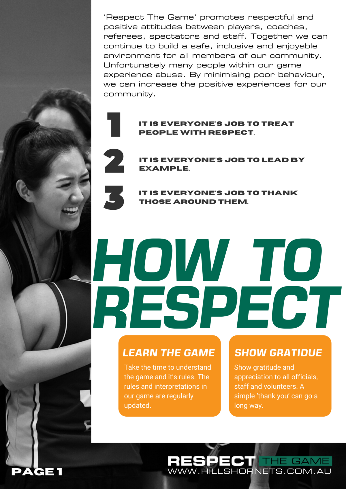 RESPECT THE GAME - Hills Hornets Basketball Association Ltd
