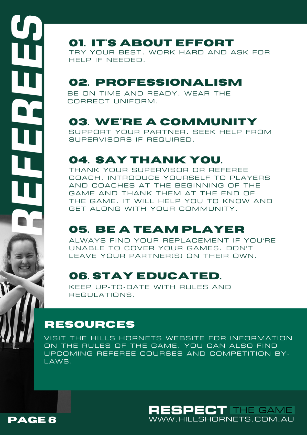 RESPECT THE GAME - Hills Hornets Basketball Association Ltd