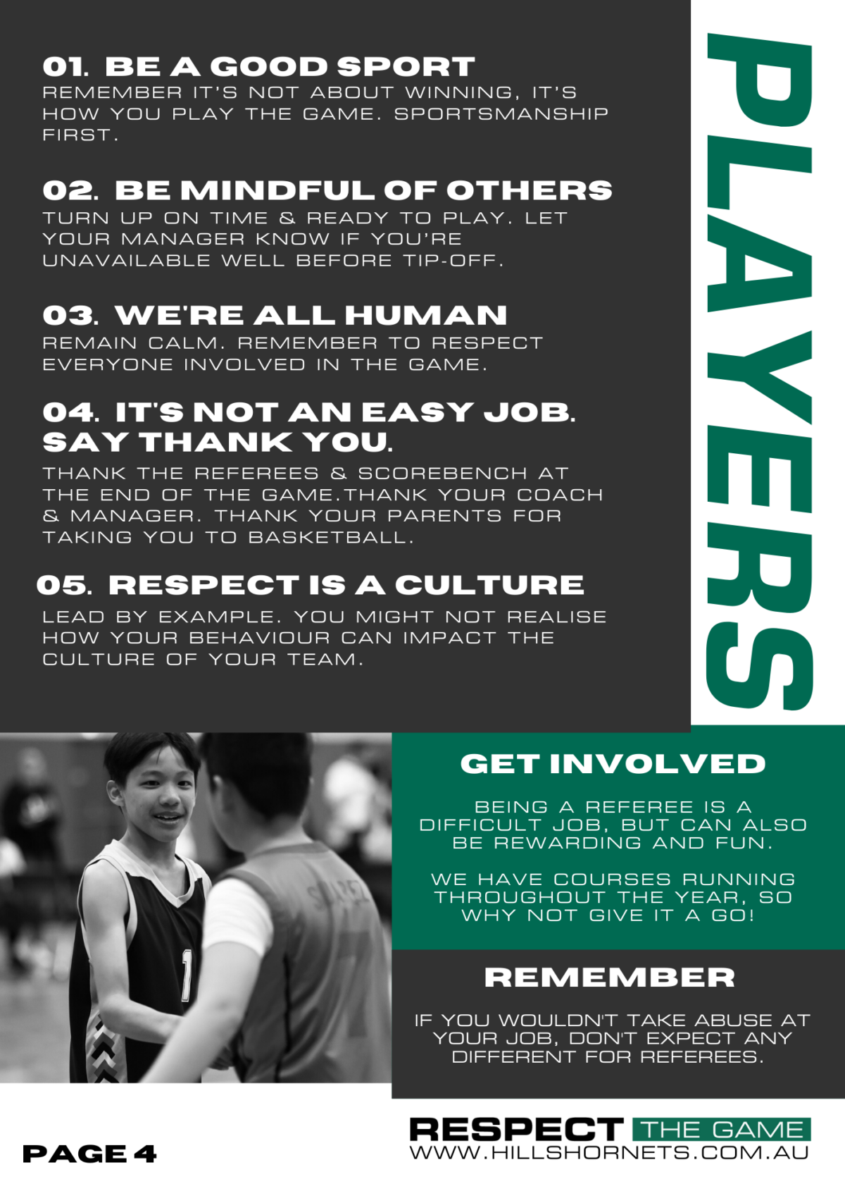 RESPECT THE GAME - Hills Hornets Basketball Association Ltd